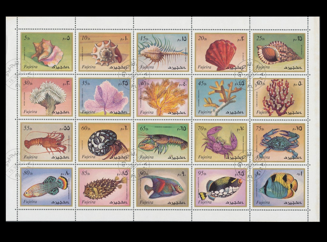 Fabulous Lot of Marine Life Large Postage Stamps / 1972 Fujeira / Fish ...