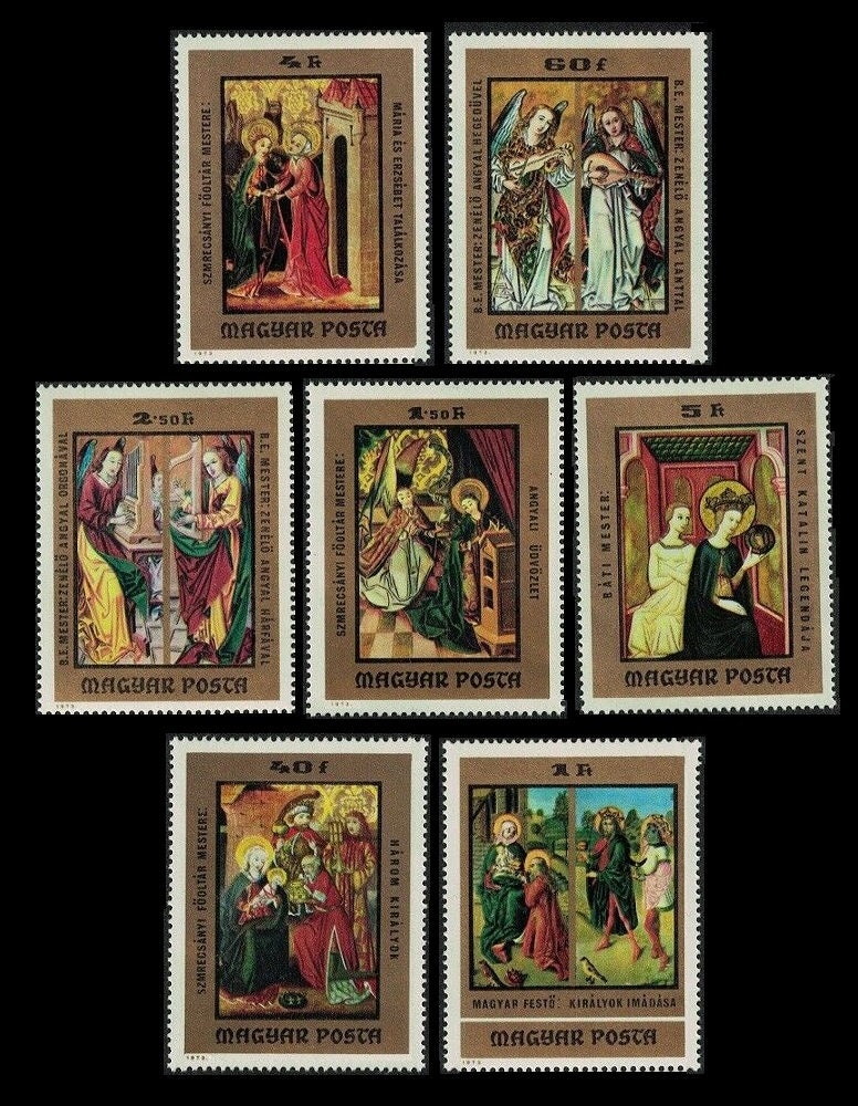 Famous Medieval Paintings on 1973 Gold Trimmed Postage Stamps | Etsy