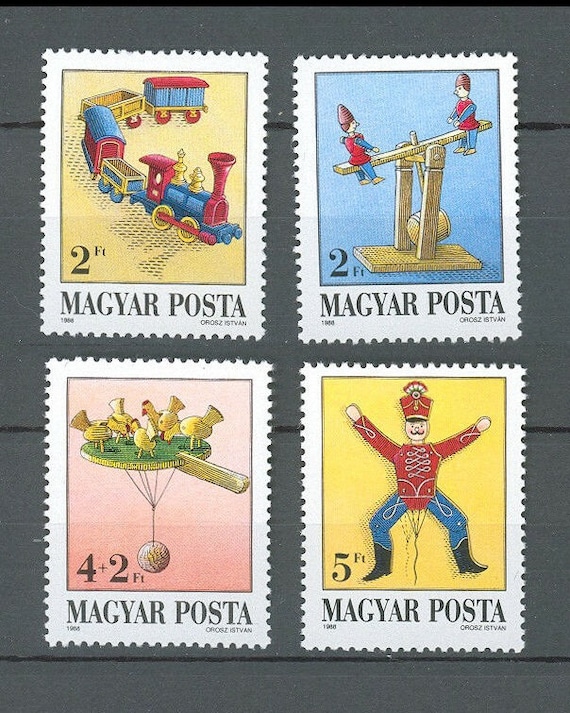 Antique Toys on Vintage Postage Stamps / Wood Train Puppet - Etsy