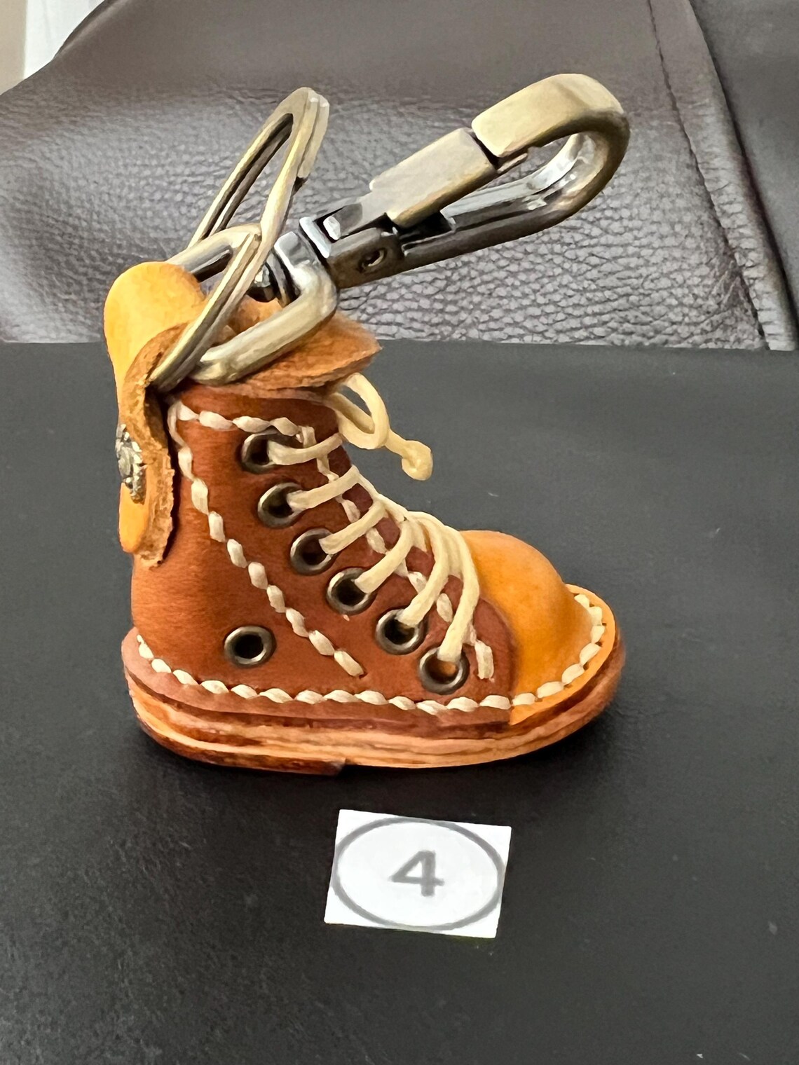 No. 4 Handmade Made Unique Boot Keychain Genuine Leather 100% Natural ...