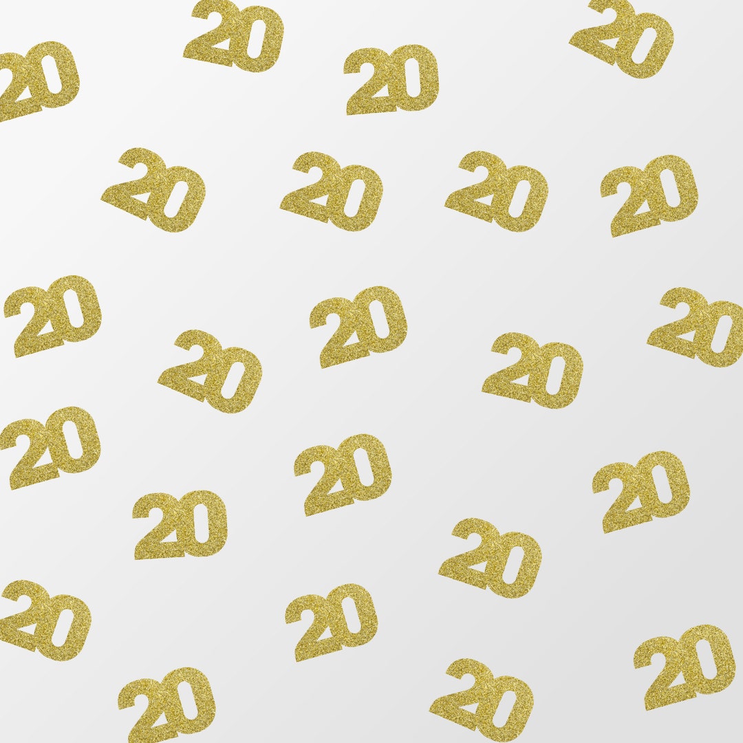 Birthday Number 20 Glitter Confetti Shapes - Glitter Party Table ...