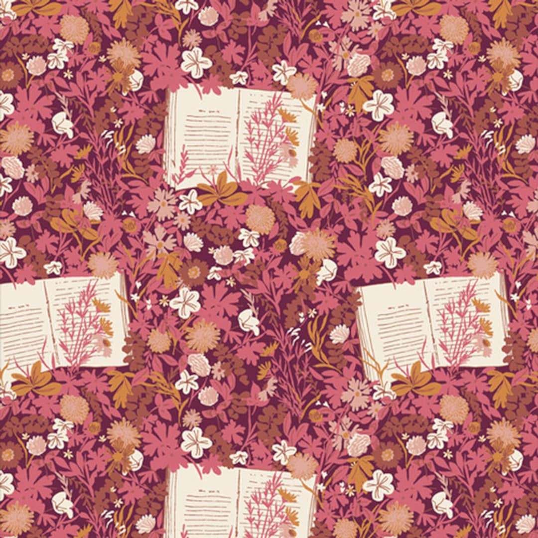 Reading Book Floral Fabric - Wildest Dreams Bookish AGF Quilt Cotton ...
