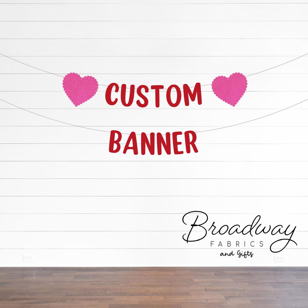 Custom Valentine Heart Glitter Banner - Party Banner Room Decor Banner ...