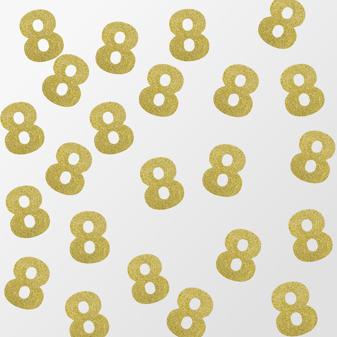 Birthday Number 8 Glitter Confetti Shapes - Glitter Party Table ...
