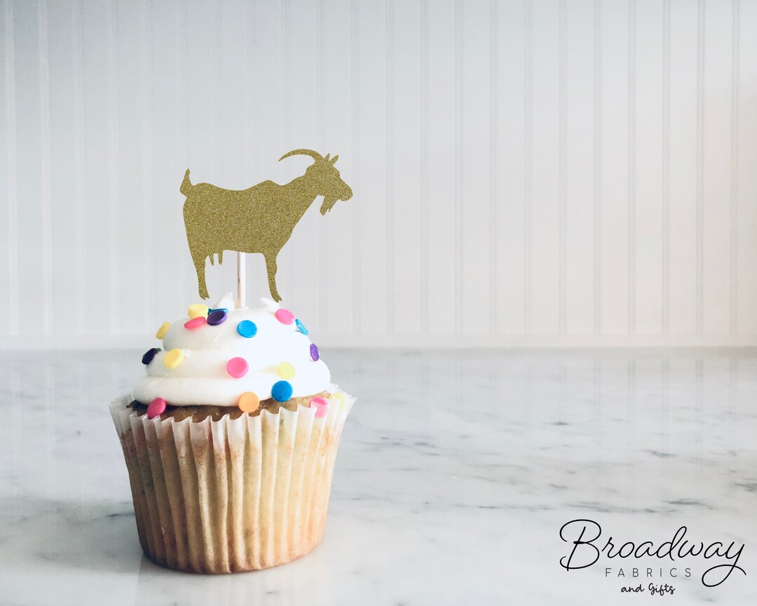 Goat Shape Cupcake Toppers (glitter), Birthday Decorations Party Favors ...