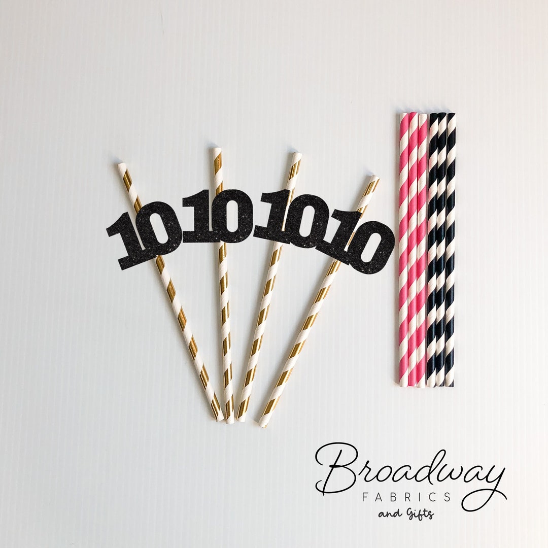 Birthday Number Ten - Any Age Custom Glitter Party Straws - Party Cup ...