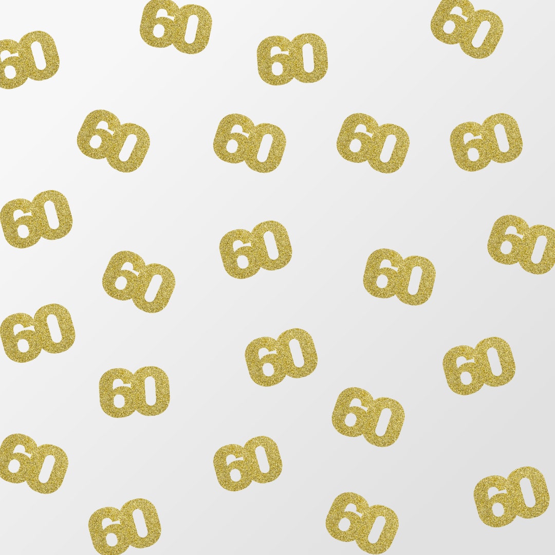 Birthday Number 60 Glitter Confetti Shapes - Glitter Party Table ...