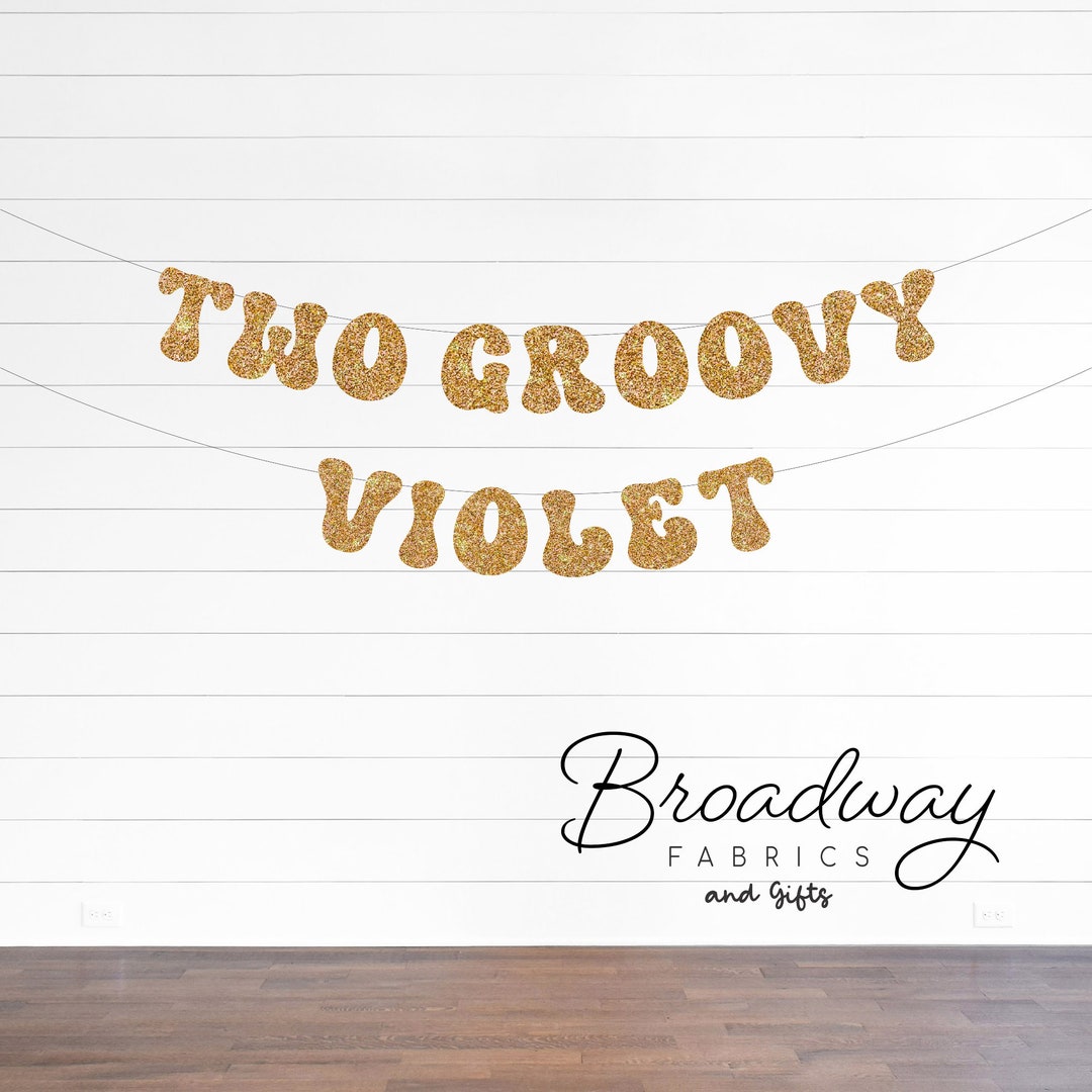 Two Groovy Birthday Banner - Custom 2nd Birthday Party Glitter Banner ...