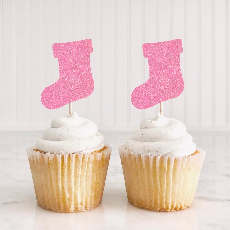 Christmas Glitter Cupcake Toppers Decorations Party Favors (17 COLORS ...