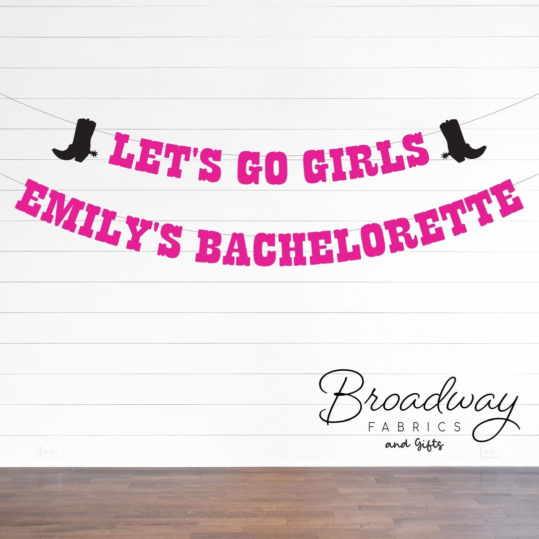 Let's Go Girls Western Cowgirl Bachelorette Party Glitter Banner ...