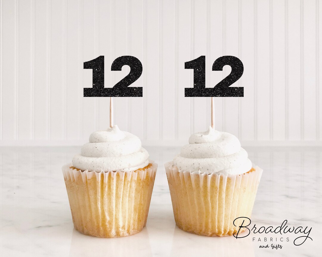 12th Birthday Glitter Cupcake Toppers- Twelfth Birthday Decorations ...
