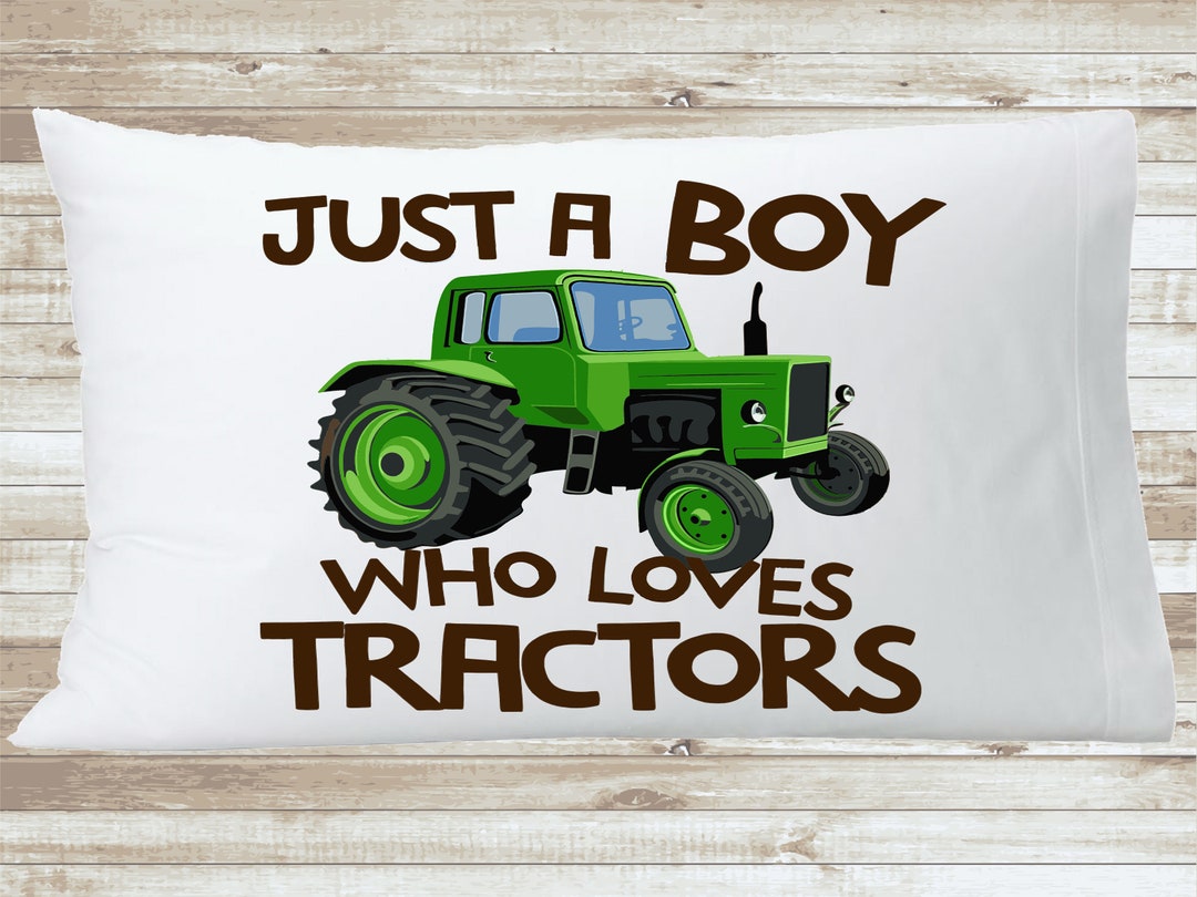 Boy Tractor Pillowcase, Boys Love Tractor's Kids Pillow Case, Green ...