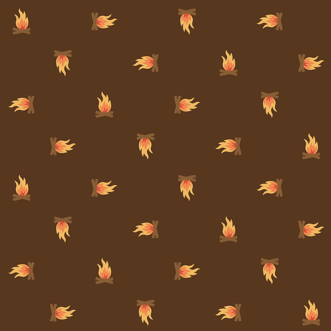 Campfire Brown Camping Fabric Camping Crew Wood Cotton - Etsy