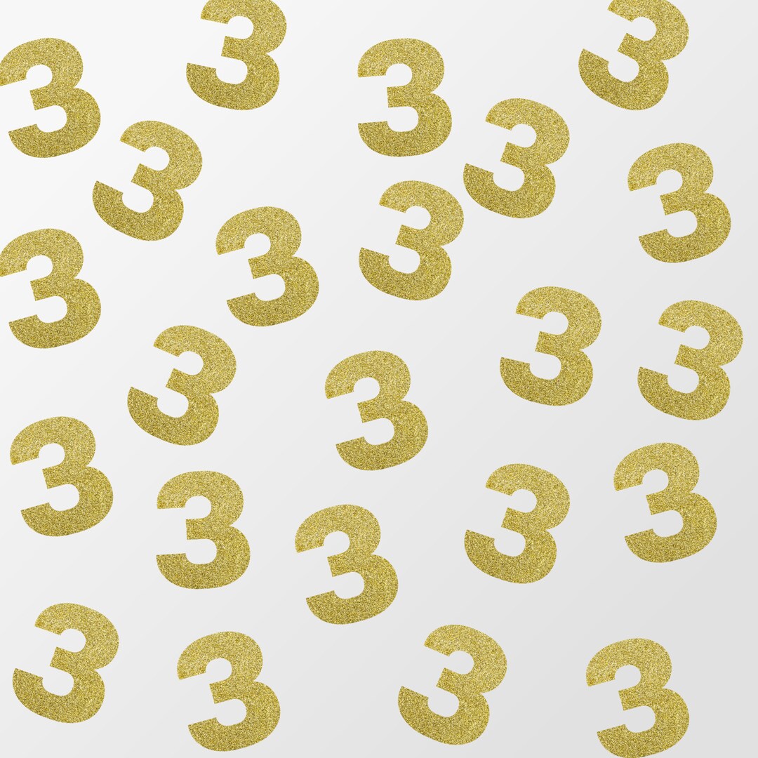 Birthday Number 3 Glitter Confetti Shapes - Glitter Party Table ...