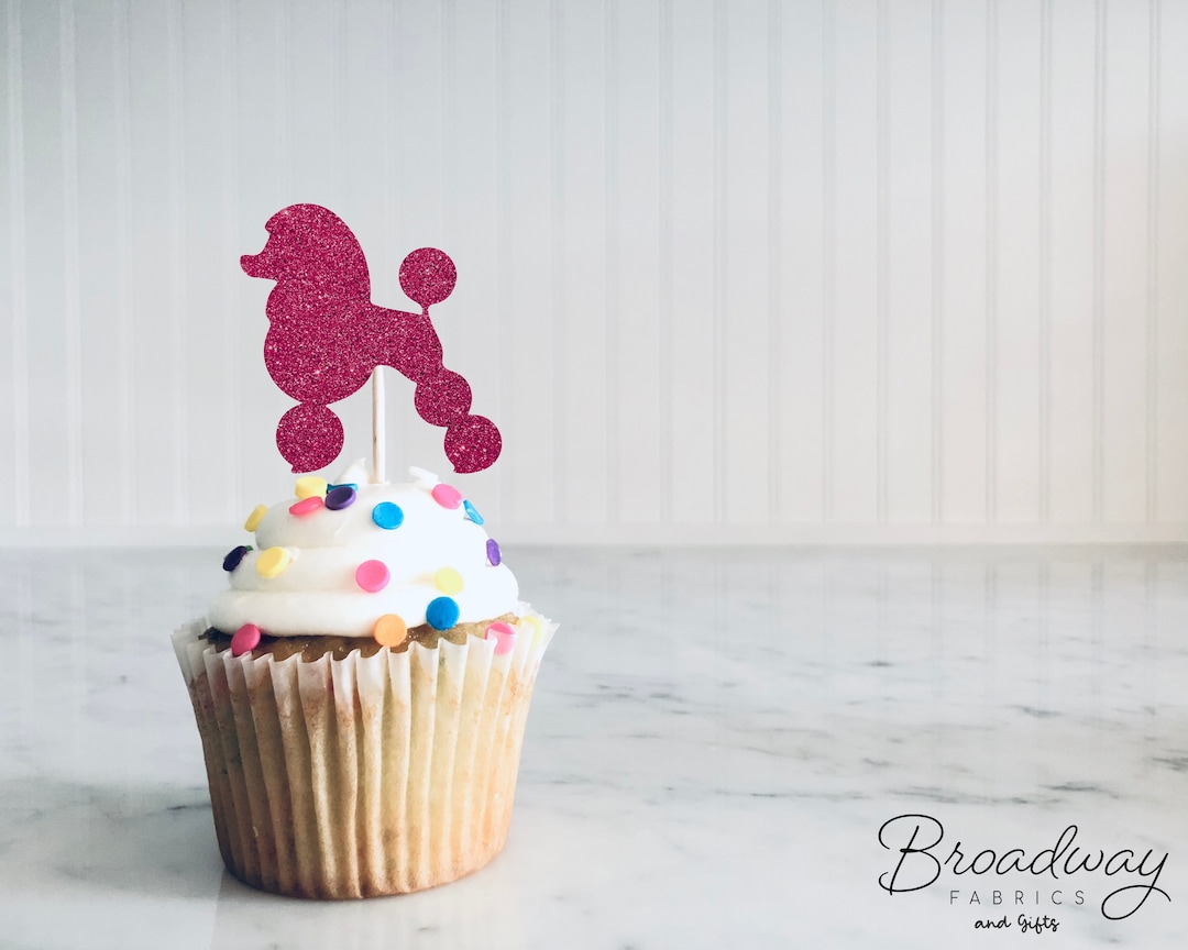 Poodle Dog Shape Cupcake Toppers (glitter), Birthday Decorations Party ...