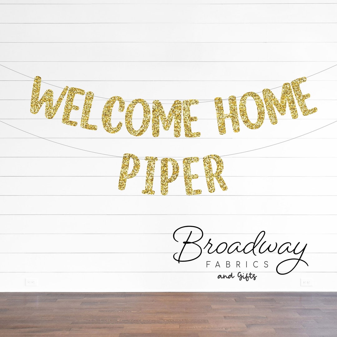 Welcome Home Banner Personalized Gold Glitter Banner - 2 Line Banner - Etsy