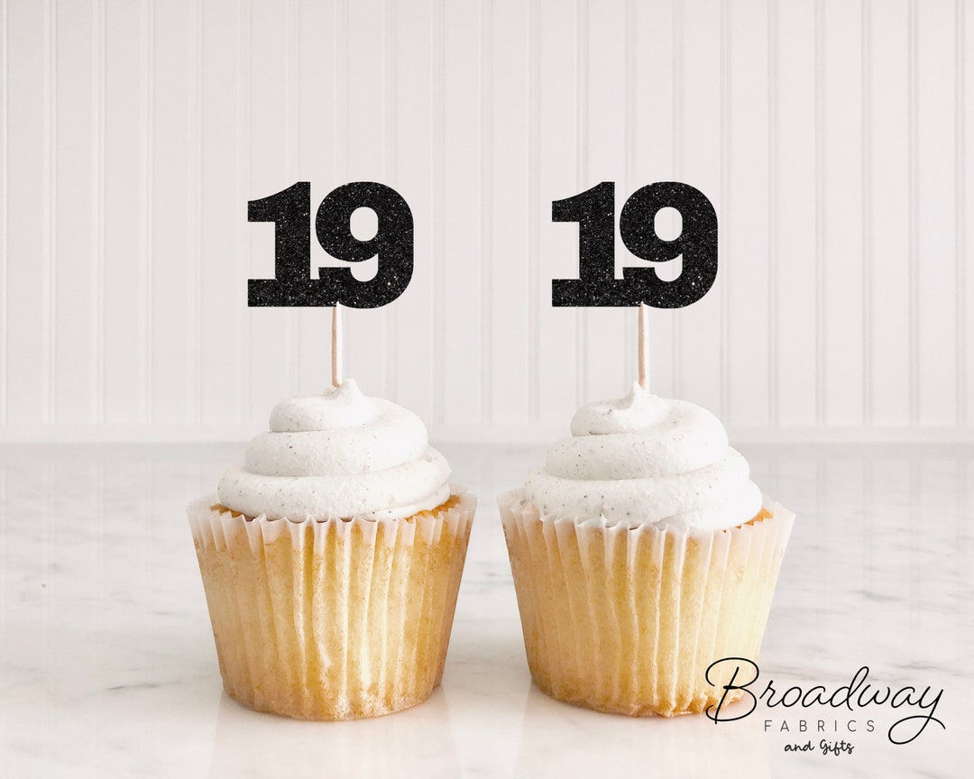 19th Birthday Glitter Cupcake Toppers-nineteenth Birthday Decorations ...