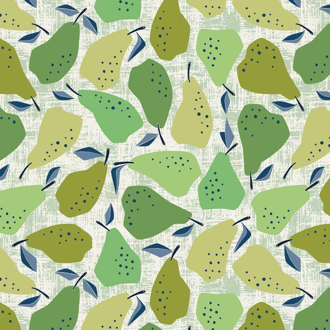 Green Pear Fabric Under the Apple Tree Cotton + Steel Quilt Cotton Sold ...