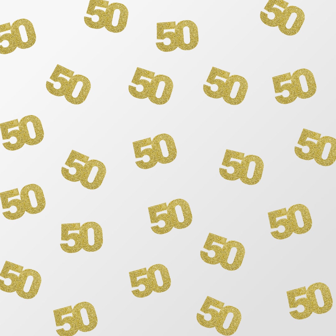 Birthday Number 50 Glitter Confetti Shapes - Glitter Party Table ...
