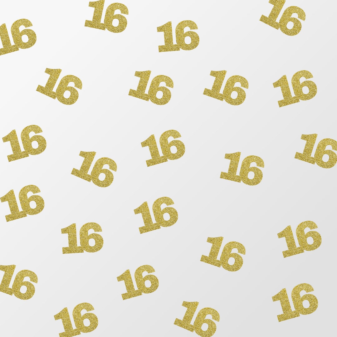Birthday Number 16 Glitter Confetti Shapes - Glitter Party Table ...