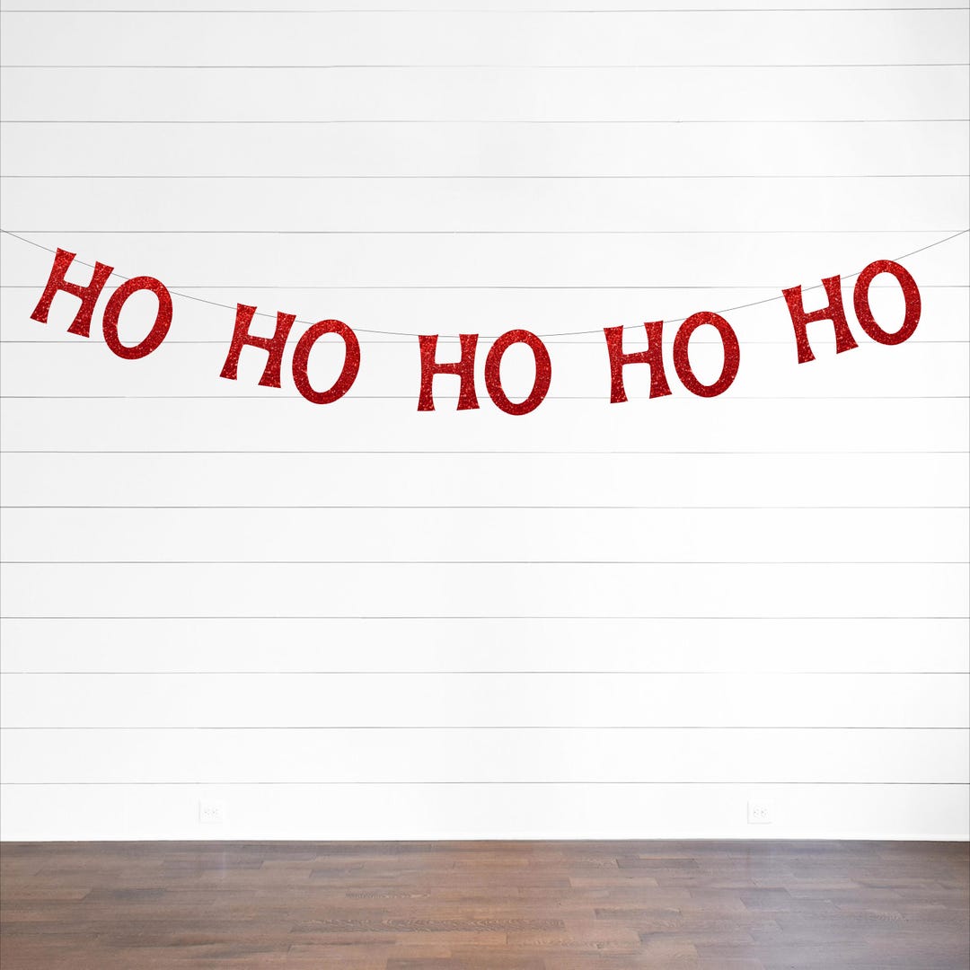 Ho Ho Ho Christmas Glitter Banner - Holiday Santa Party Glitter Banner ...