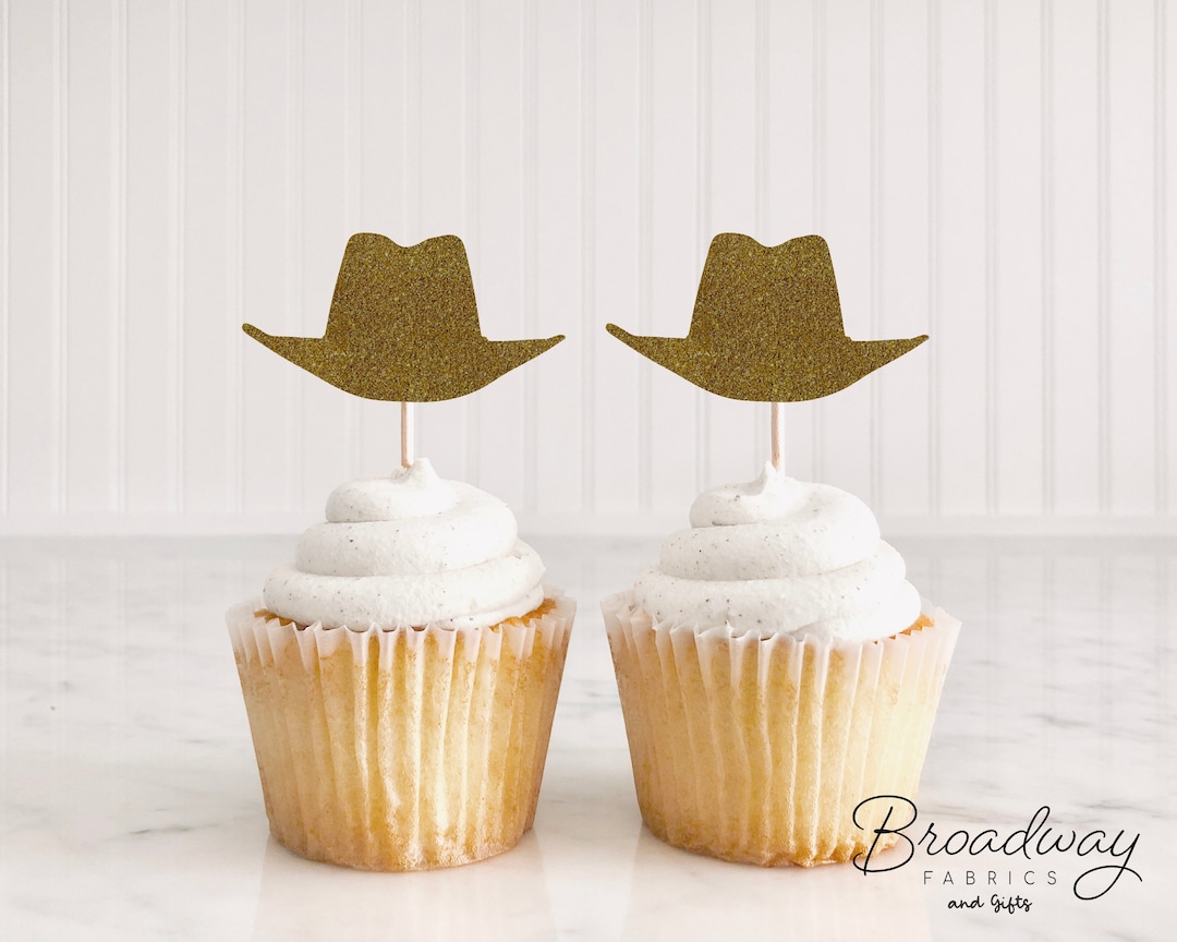 Cowboy Hat Shape Cupcake Toppers (glitter), Birthday Decorations Party ...