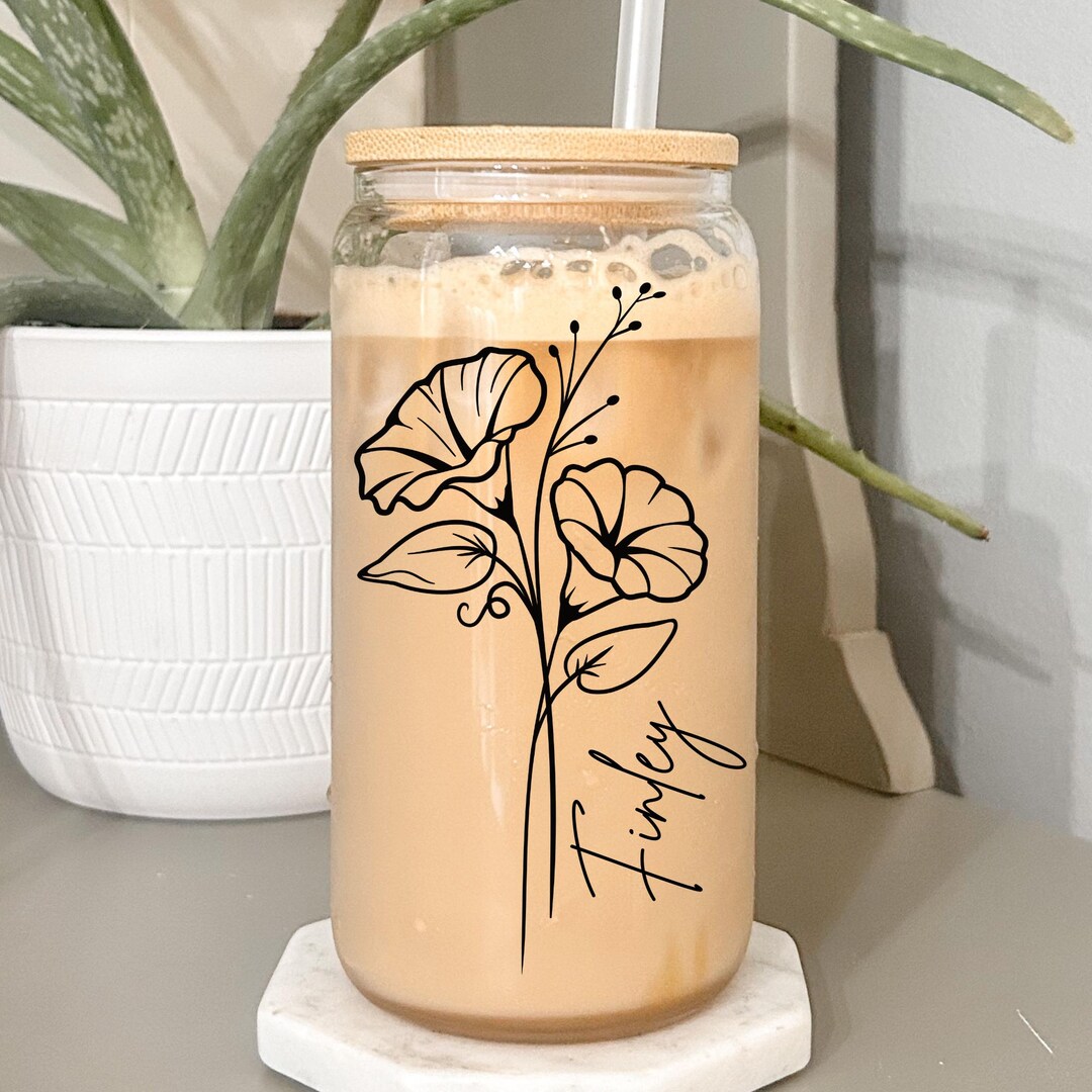Libby Cup - Personalized Birth Flower Iced Coffee Cup for Bridesmaid ...