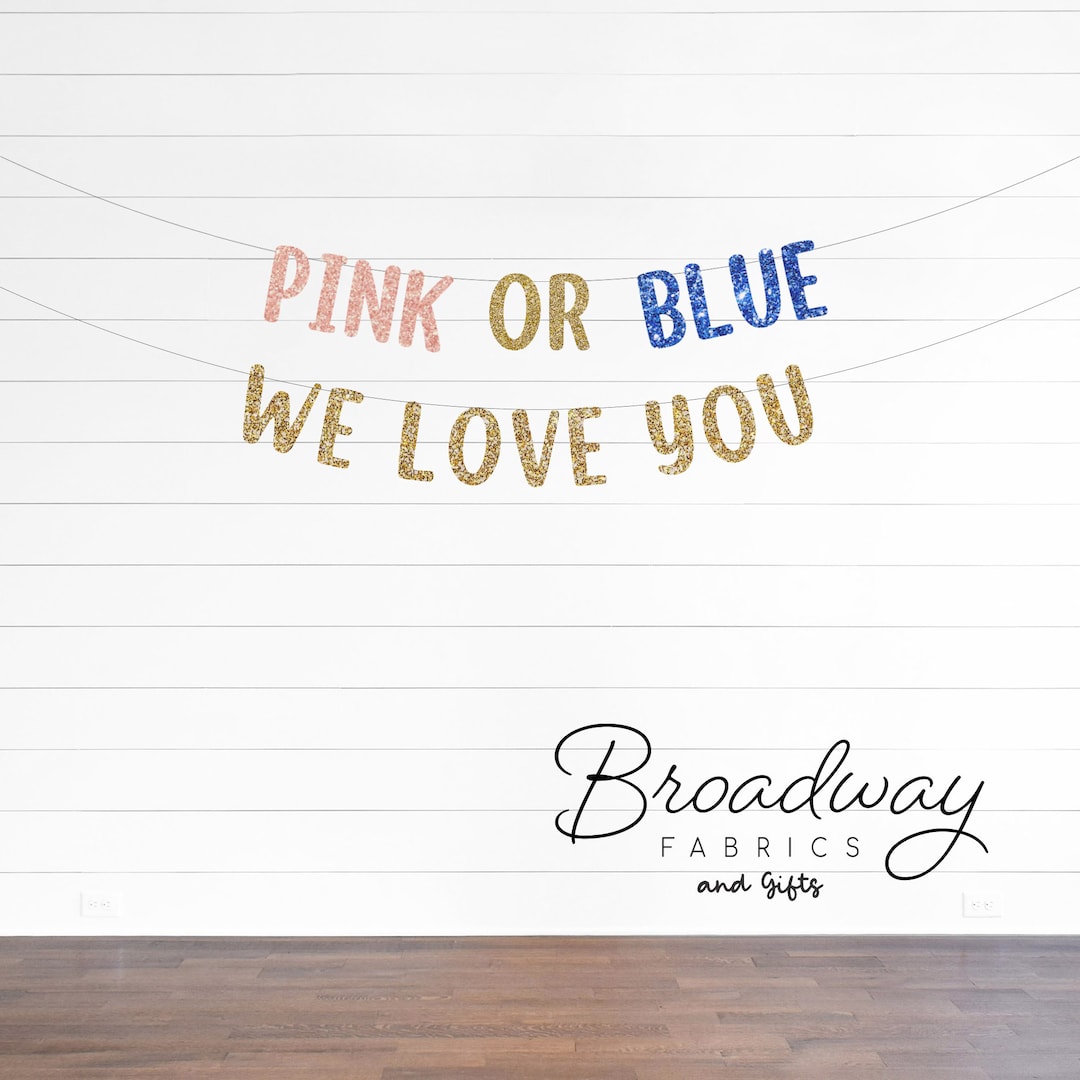 Pink or Blue We Love You Gender Reveal Glitter Party Banner - Etsy