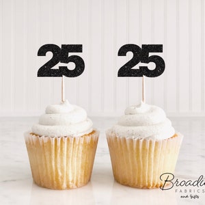 25th Birthday Glitter Cupcake Toppers-twenty Fifth Birthday Decorations ...