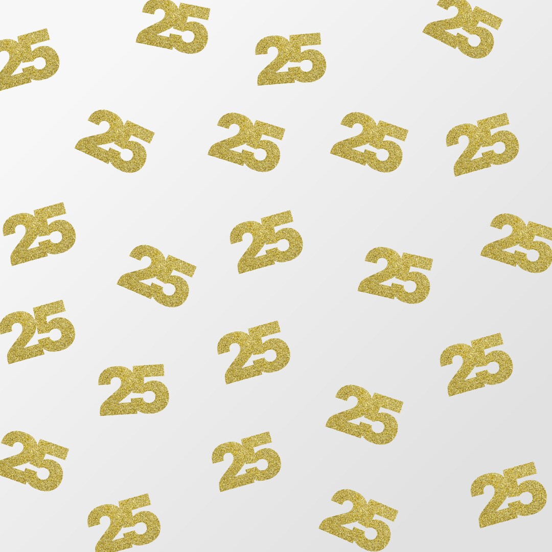 Birthday Number 25 Glitter Confetti Shapes - Glitter Party Table ...