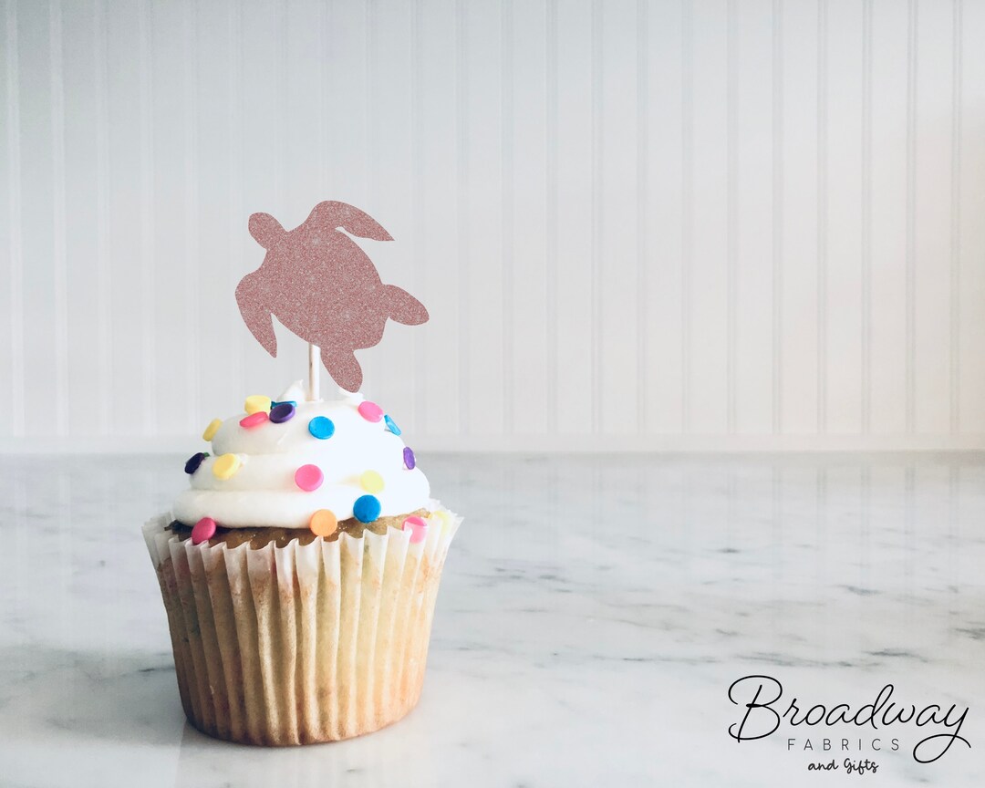 Turtle Shape Cupcake Toppers (glitter), Birthday Decorations Party ...