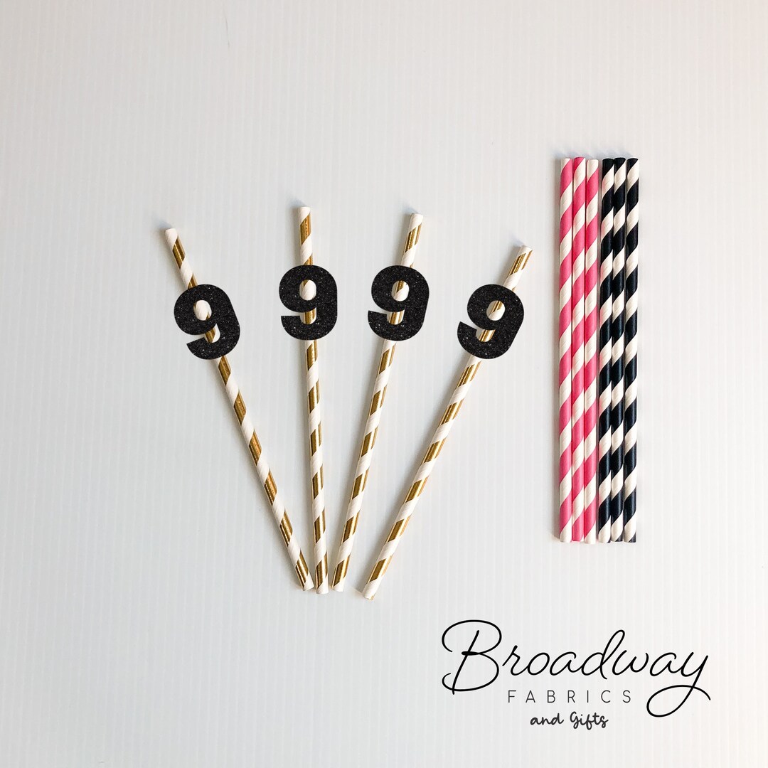 Birthday Number Nine - Any Age Custom Glitter Party Straws - Party Cup ...