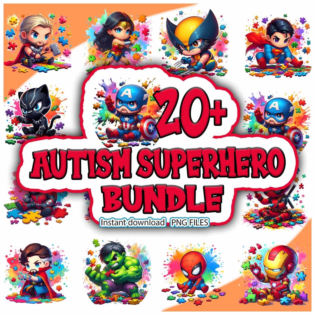 Autism Superhero Png Bundle, Autism Awareness Png, Awareness Png, Be ...
