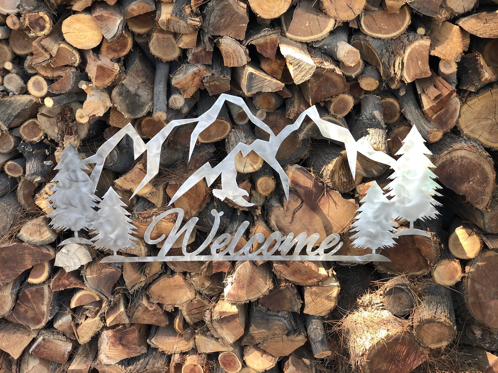 Customized Mountain Scene Metal Cut Out Sign Name Sign Camper Outdoor ...