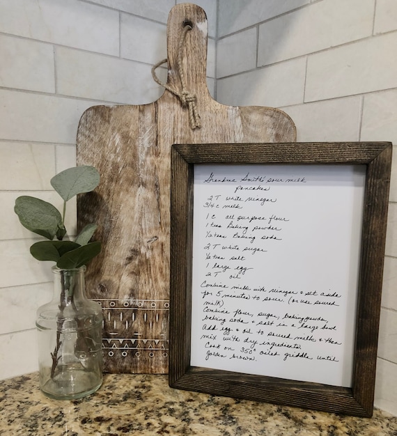 Handwritten Recipe Custom Wood Framed Printed Family Kitchen - Etsy