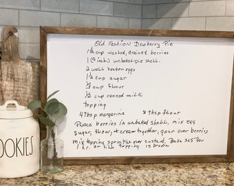 Handwritten Recipe Custom Wood Framed Printed Family Kitchen Sign - Etsy