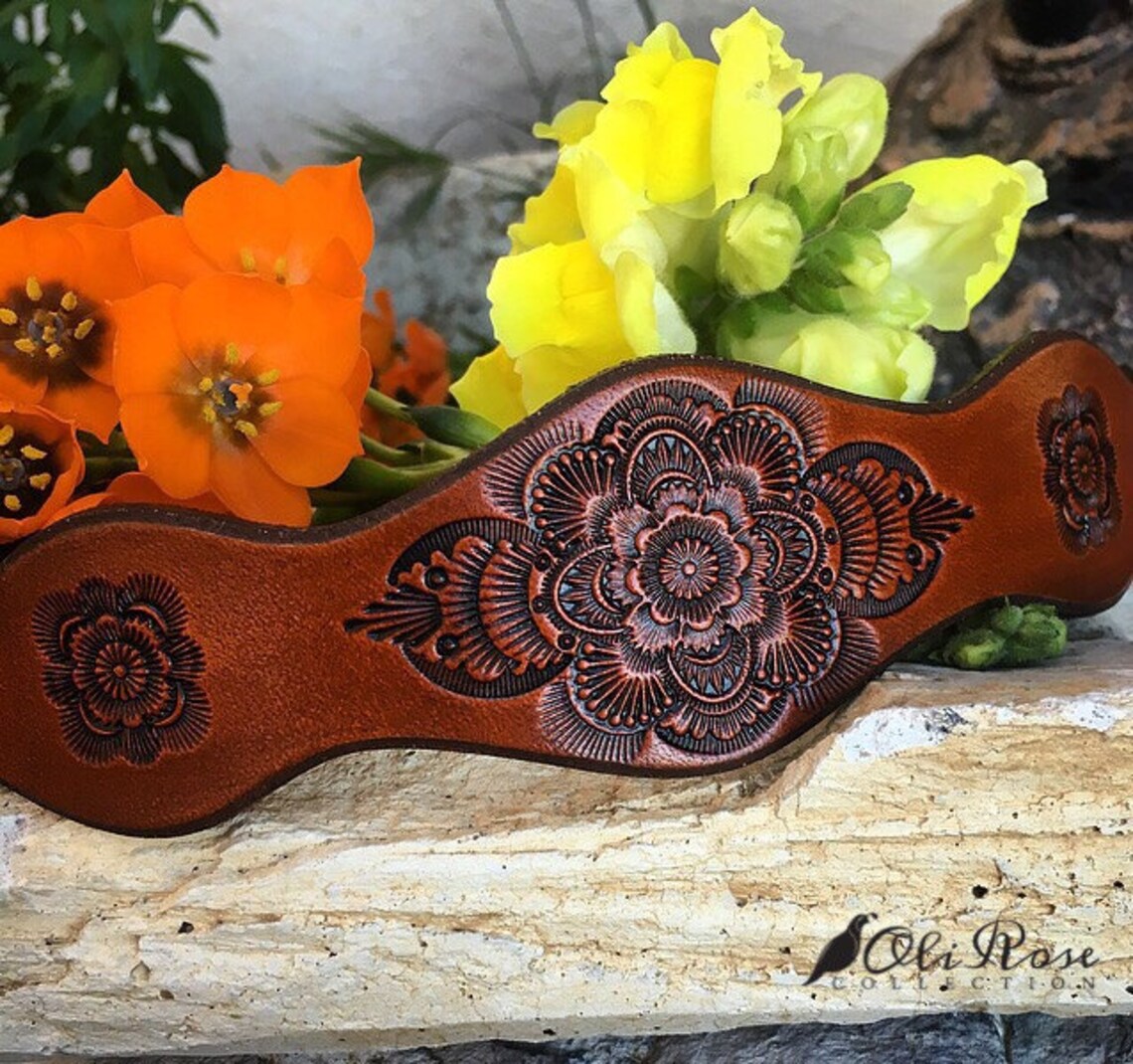 The Floral Mandala Leather Cuff - Etsy