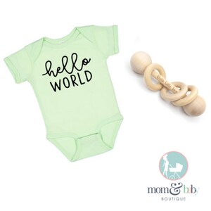 Hello World Bodysuit Hello Baby Bodysuit Birth Announcement Baby Coming ...