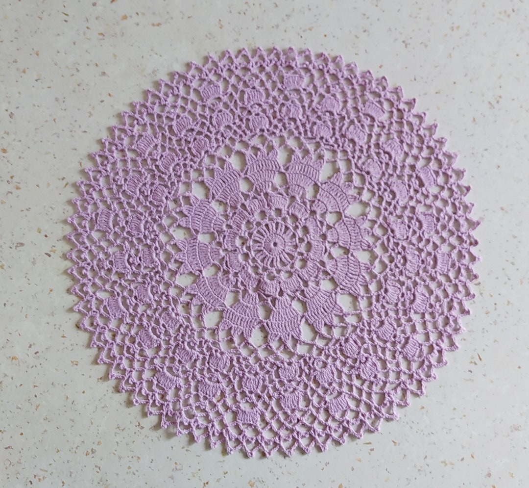 Purple Crochet Doily Lace Doily Purple Flower Doily Crochet - Etsy