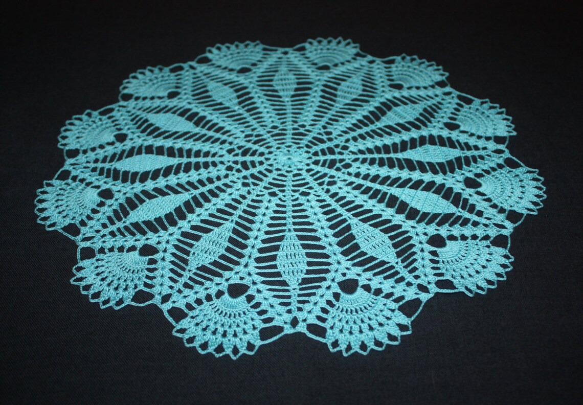 Blue Crochet Doily Lace Round Doily Flower Doily Dresser | Etsy