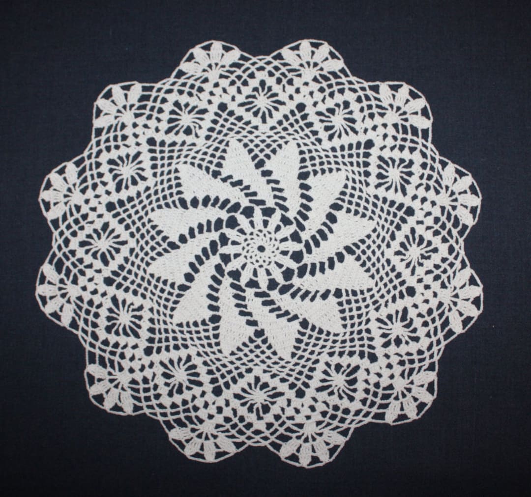Cream Crochet Doily, Lace Round Doily, Cotton Doily, Tablecloth Wedding ...