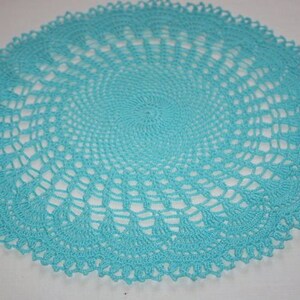 Blue Crochet Doily, Round Doily, Blue Lace Doily, Table Topper, Crochet ...
