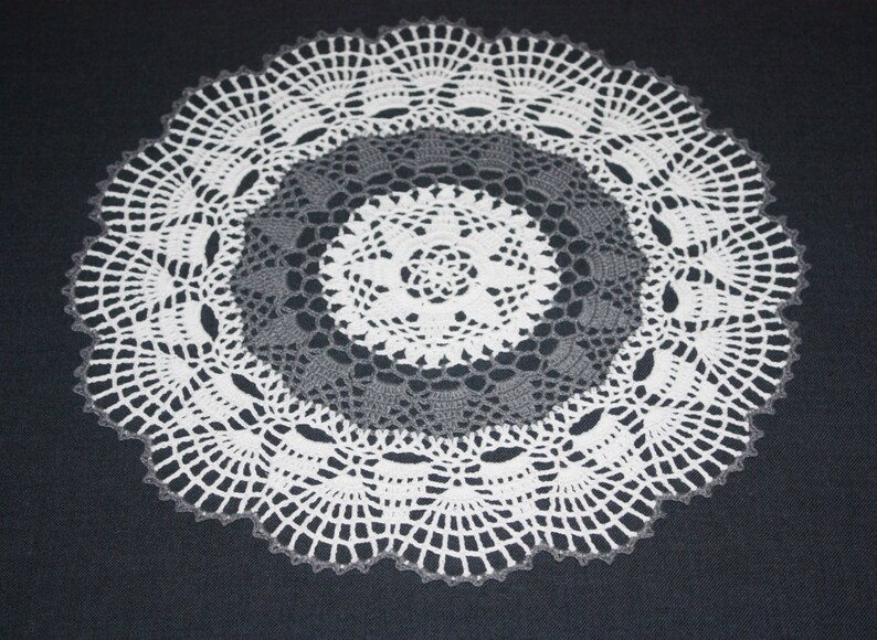 White Gray Crochet Doily Pineapple Doily Lace Doily Cotton | Etsy