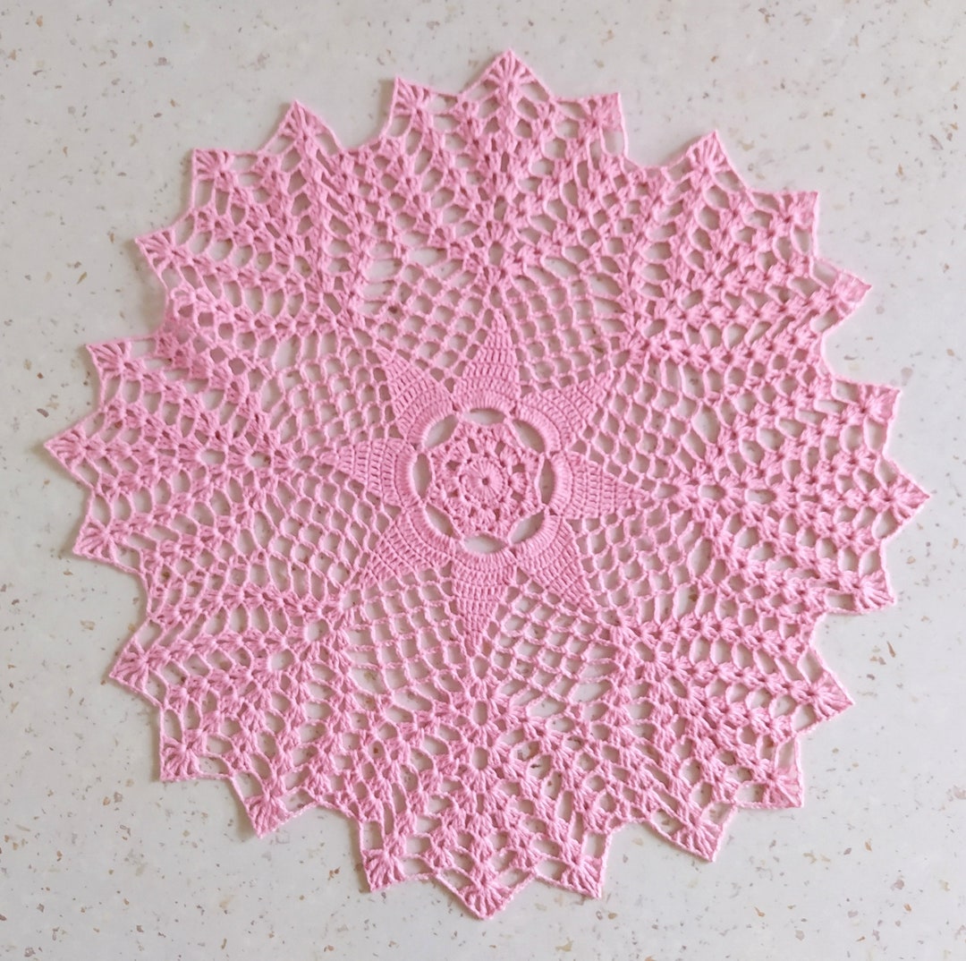 Pink Crochet Doily Medium Round Doily Lace Doily Cotton - Etsy