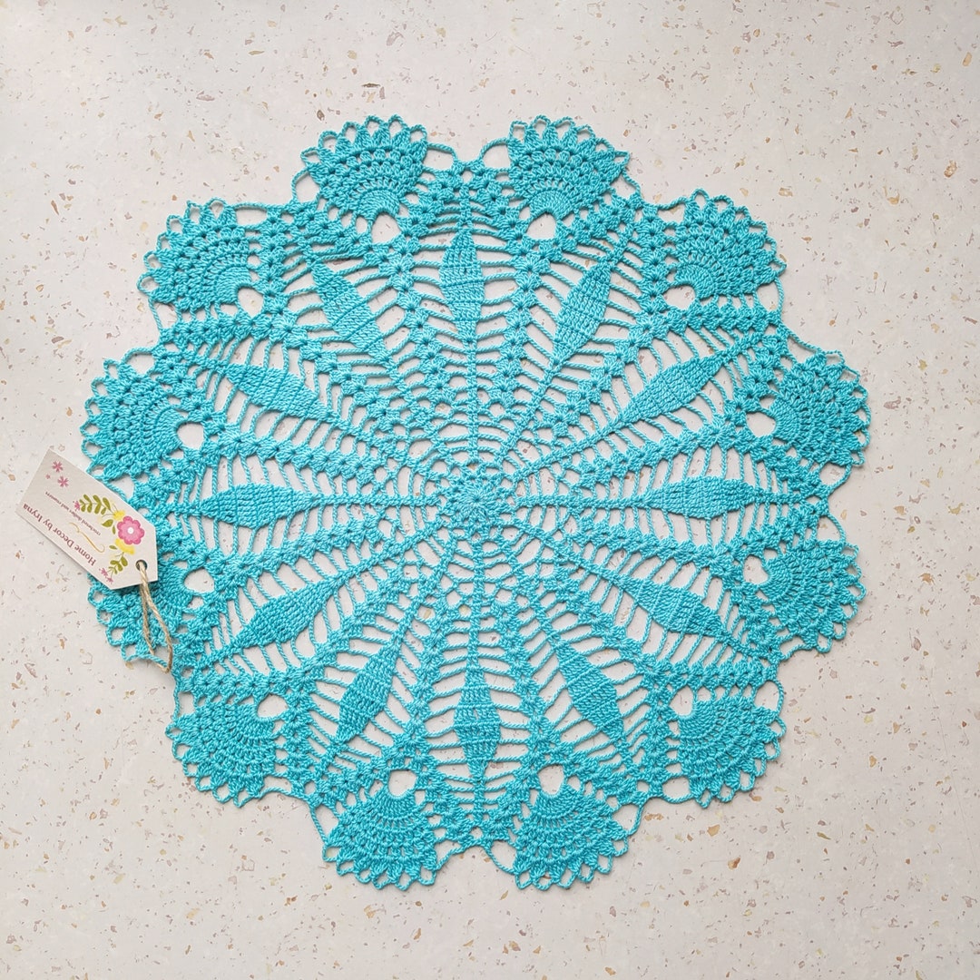 Blue Crochet Doily Lace Round Doily Flower Doily Dresser - Etsy