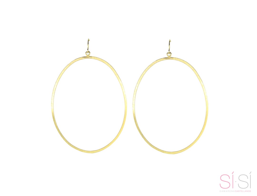 Gold Ellipse Hoops - Etsy