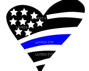 Police heart svg | Etsy
