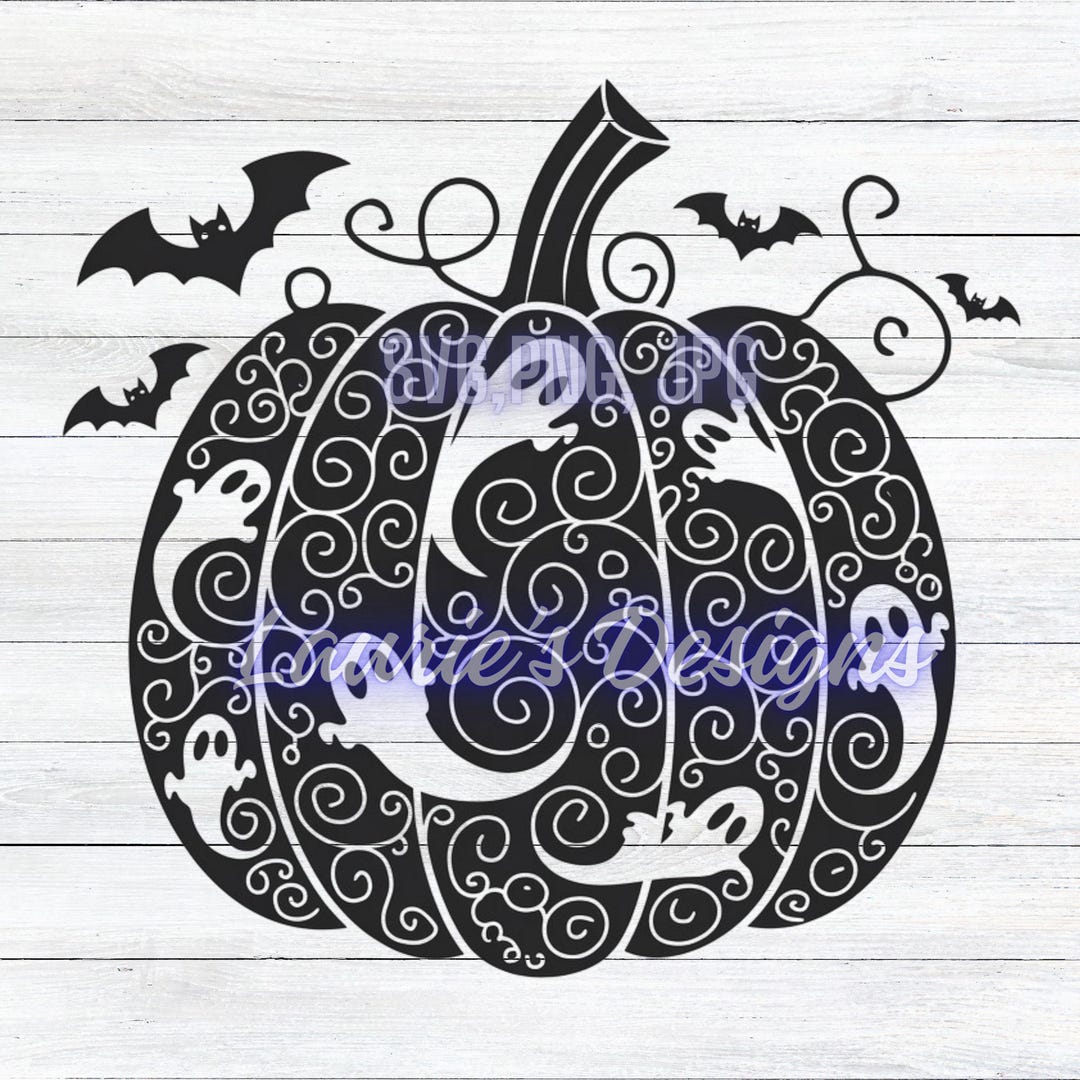 Pumpkin Ghost Bats Swirl File- Svg,png,jpg Cutting Digital Download ...