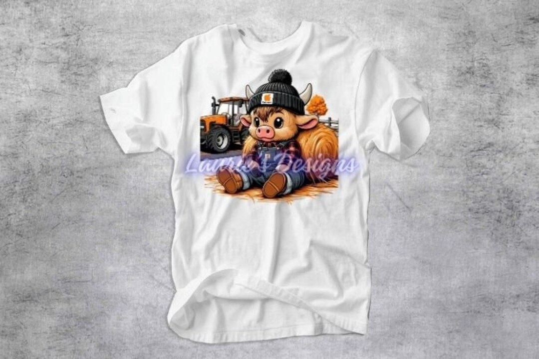 Highland Boy Cute Cow Sitting on Hay PNG, PNG, Sublimation Design,png ...