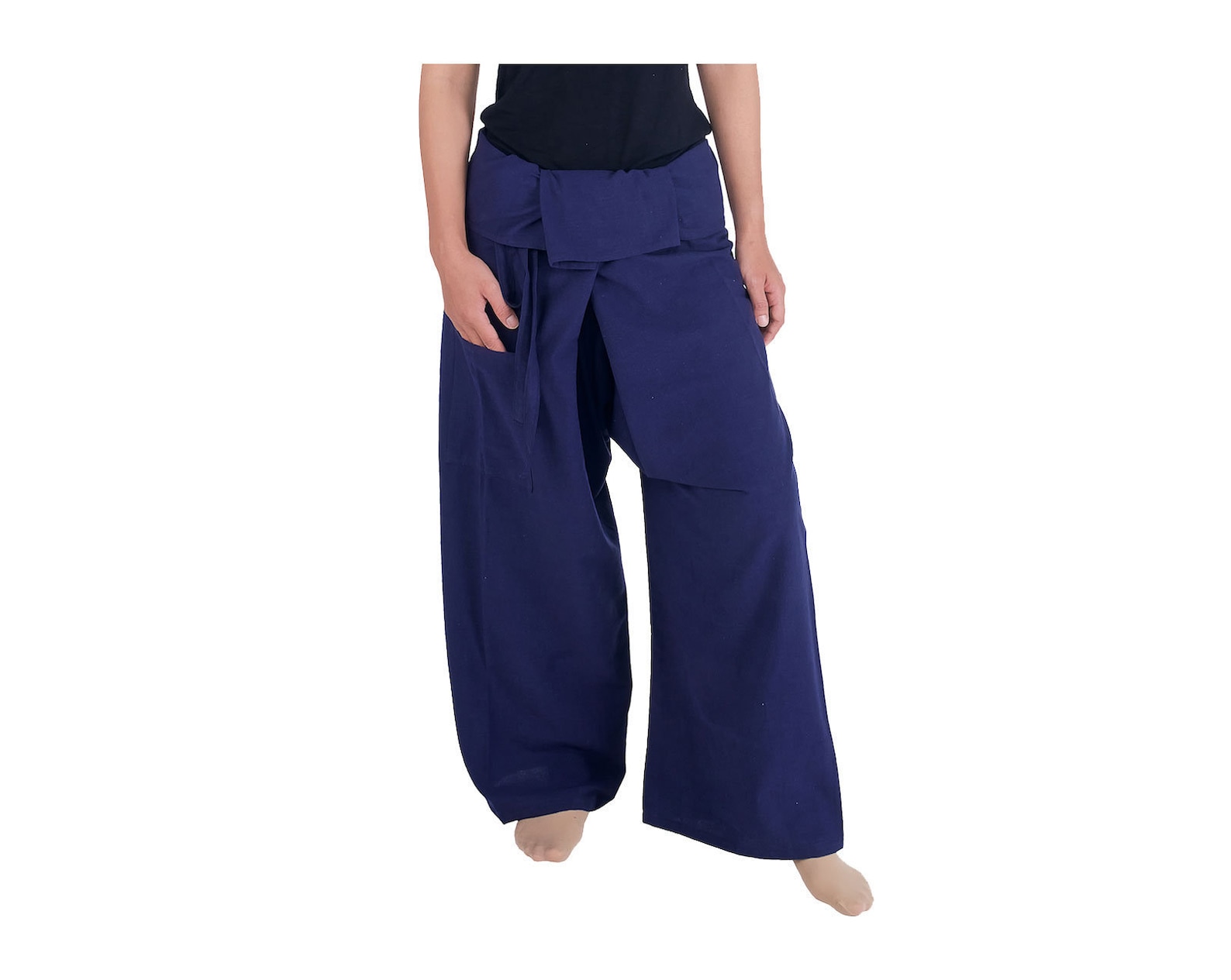 Dark Blue Cotton Thai Fisherman Pants: Unisex Yoga Boho Trousers - Etsy